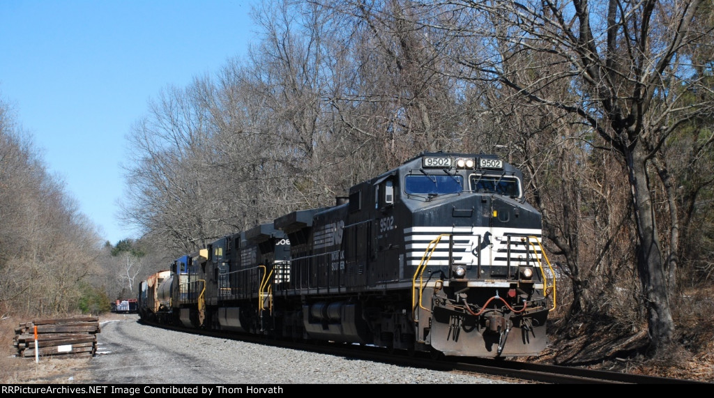 NS 9502 leads NS 18G ea t over the LEHL near MP 53